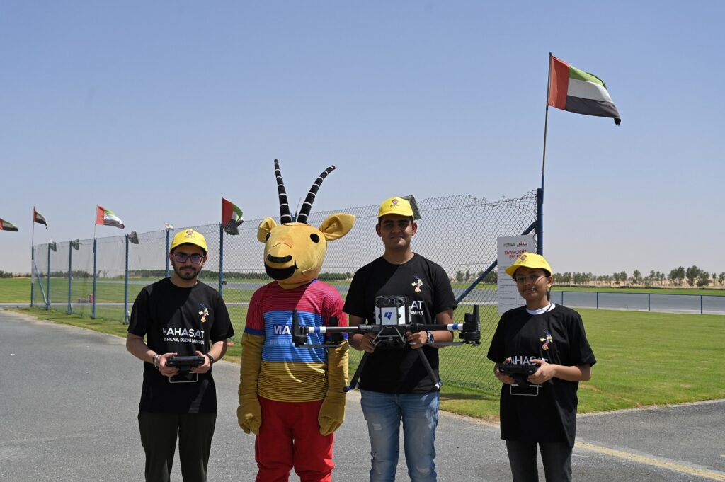 Students of BPDC with the drone at the Sanad Academy Dubai during the ...